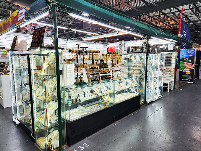 Gleaming glass cases protect treasures both genuine and costume—where your next conversation piece waits under fluorescent spotlights.