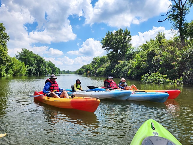 Kayaking the Blanco—where social distancing was cool long before it was mandatory. The river's gentle current does most of the work.