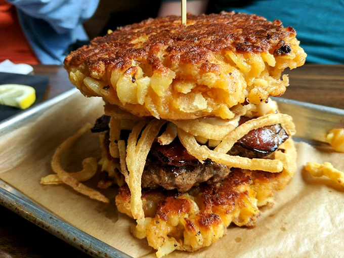 The "Baby Got Mac" burger—where someone dared to ask "what if mac and cheese was a bun?" and became a local hero.