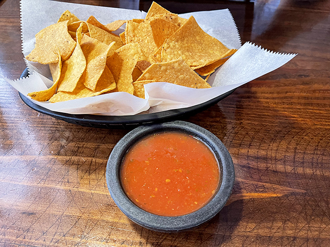 Golden triangles of happiness served alongside salsa that's bright enough to make you forget you're in Kentucky, not Cancún.