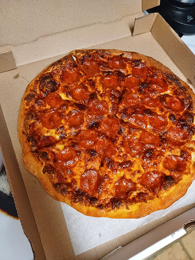The pepperoni that curls into little cups of spicy oil is the hallmark of a serious pizza joint. This isn't their first rodeo.