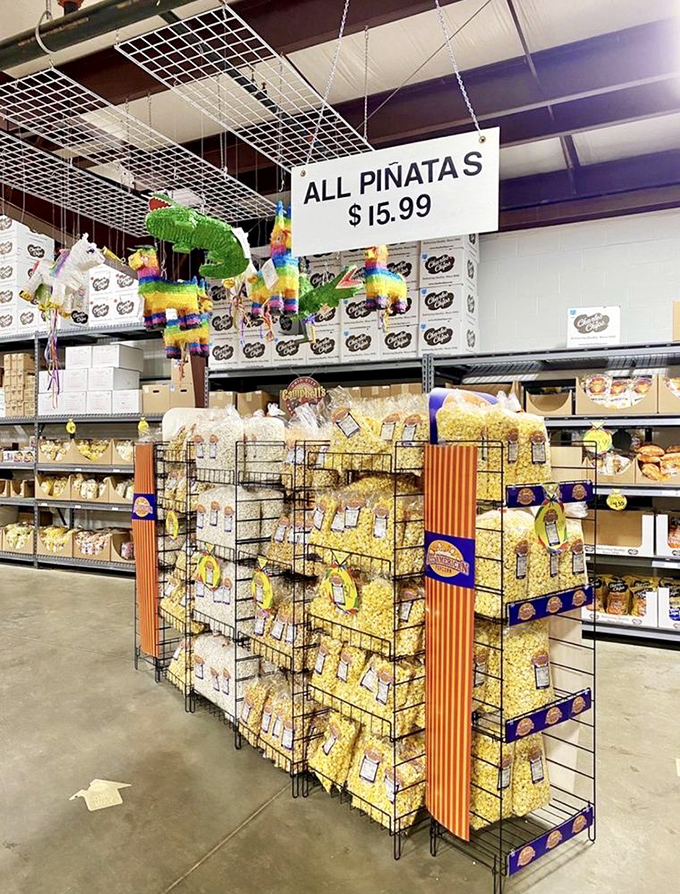 Popcorn heaven with piñatas overhead. The perfect combination for anyone planning a party or just a really ambitious solo snack session.