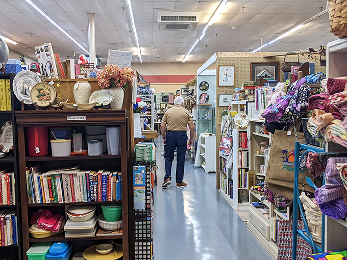 Narrow pathways between vendor booths create a labyrinth of nostalgia where getting lost is half the fun.