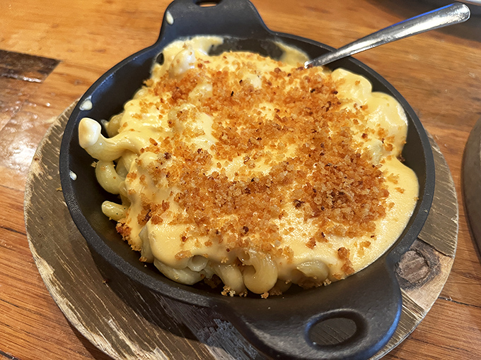 Cheese pulls for days! This cast-iron vessel of mac and cheese isn't just a side dish—it's the main event that's launched a thousand Instagram posts.