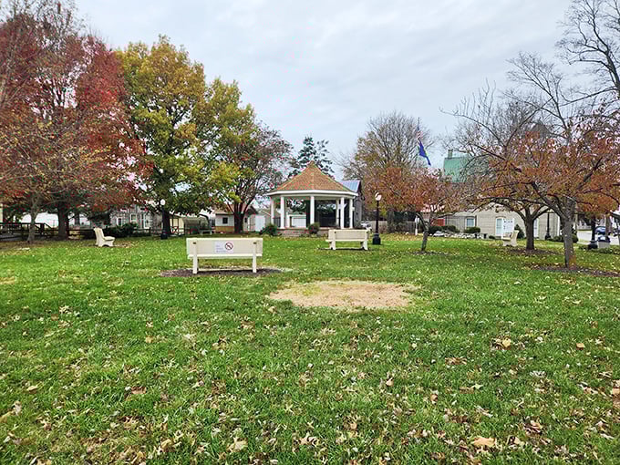 The town's small park gazebo provides that quintessential slice of Americana where community concerts and impromptu meetings unfold under the watchful gaze of autumn trees.