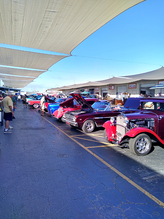 Classic cars line up like candy-colored time machines, proving that B&A isn't just a flea market—it's occasionally a museum on wheels. 