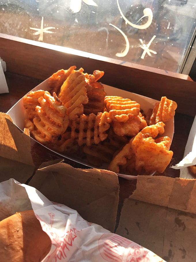 Waffle fries that achieve the perfect golden-brown crispiness – the supporting actor that sometimes steals the show from the burger star.