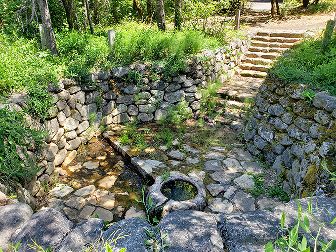 Not just any water source—this historic stone spring offers a glimpse into the park's CCC-era craftsmanship.