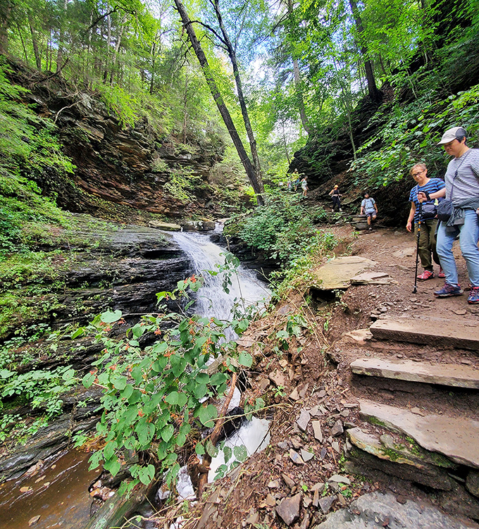 The Falls Trail delivers drama at every turn – this smaller cascade might be considered the opening act before Ganoga's headlining performance.