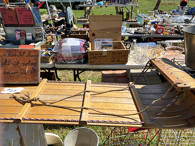 This isn't just an old wooden rope bed—it's a piece of American history that somehow survived decades before landing on this vendor's table.
