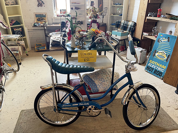 That vintage banana seat bike isn't just transportation—it's childhood freedom incarnate. One look and suddenly you're 12 again, racing home before streetlights come on.