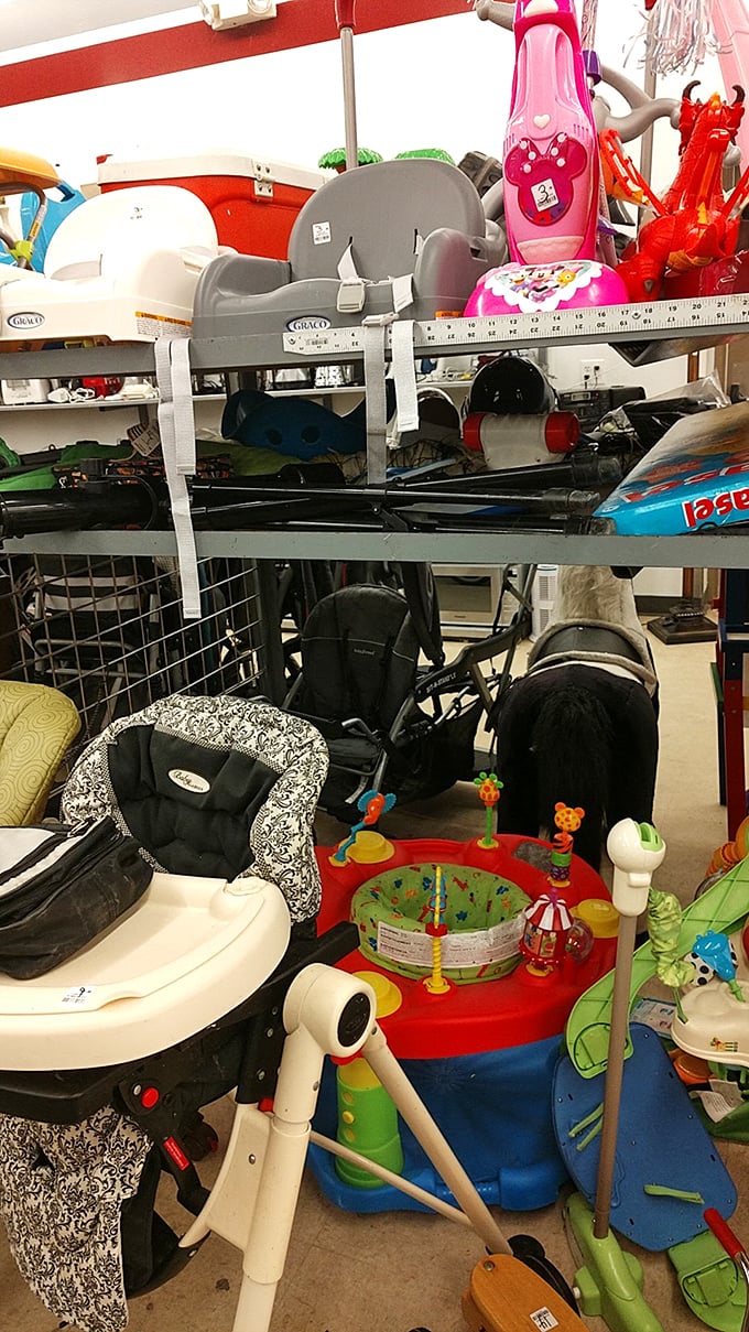 Baby gear paradise! Everything from strollers to bouncers—because kids outgrow things faster than you can say "college fund."