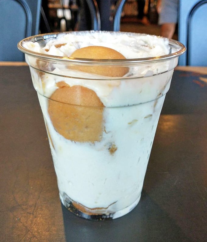 This banana pudding delivers childhood nostalgia with grown-up execution – like getting a hug from grandma while sitting in a Ferrari.
