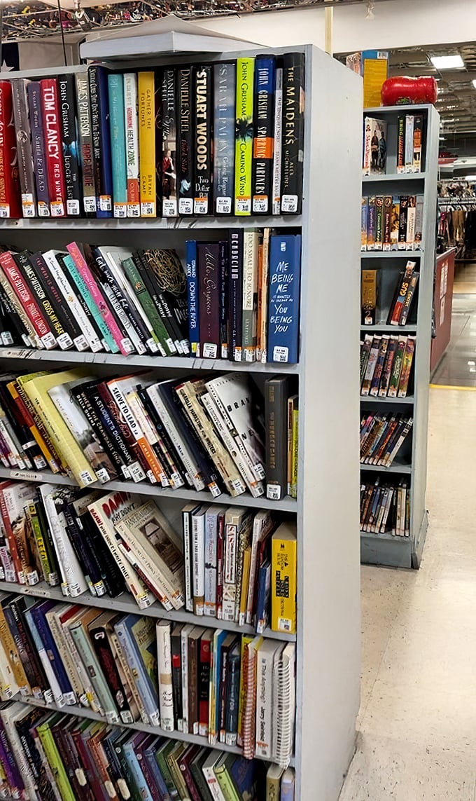 Literary roulette where bestsellers, forgotten classics, and that cookbook your grandmother swore by wait patiently for new homes.