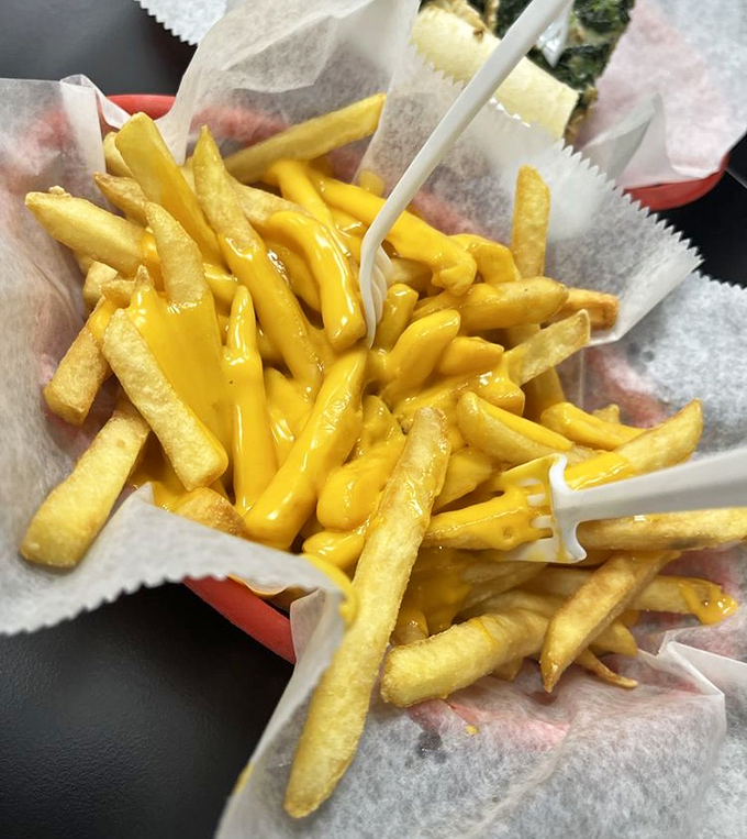 Cheese fries that don't apologize for their indulgence. That molten yellow blanket transforms ordinary potatoes into comfort food royalty.
