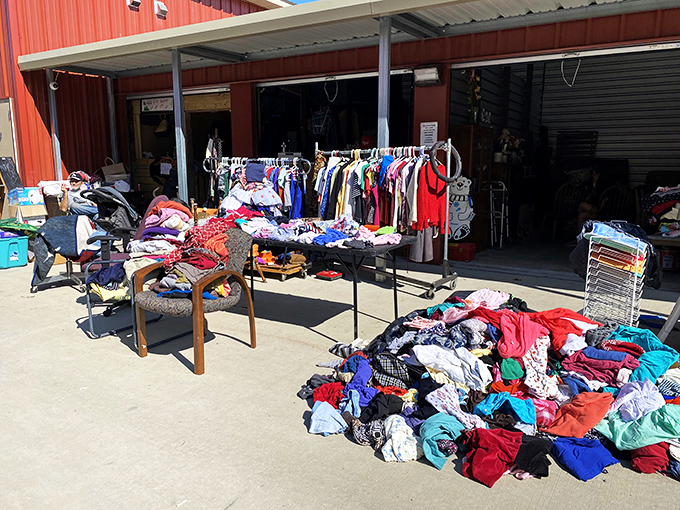 Fashion archaeology at its finest—layers of clothing treasures waiting for someone to exclaim, "I had one just like this in 1985!"