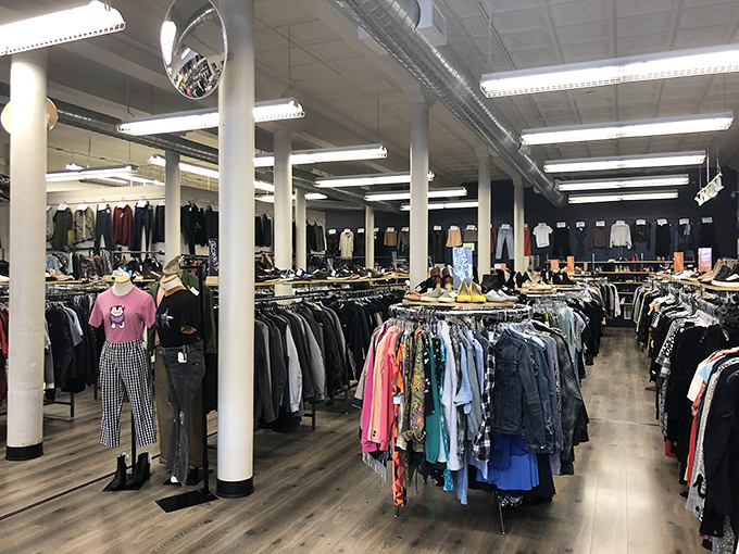 Fashion democracy in action – where tech executives and art students unite in the universal joy of finding something special at a fraction of retail.