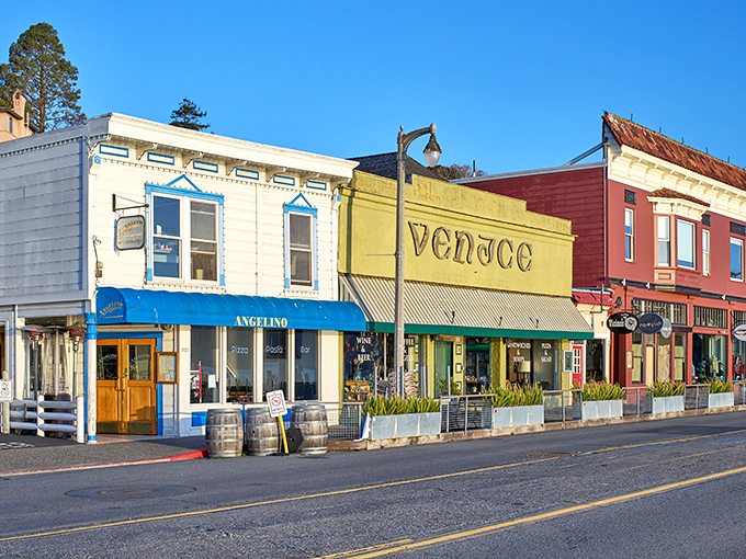 Downtown Sausalito's vibrant storefronts burst with character, offering everything from artisanal gelato to maritime antiques—retail therapy with a view.