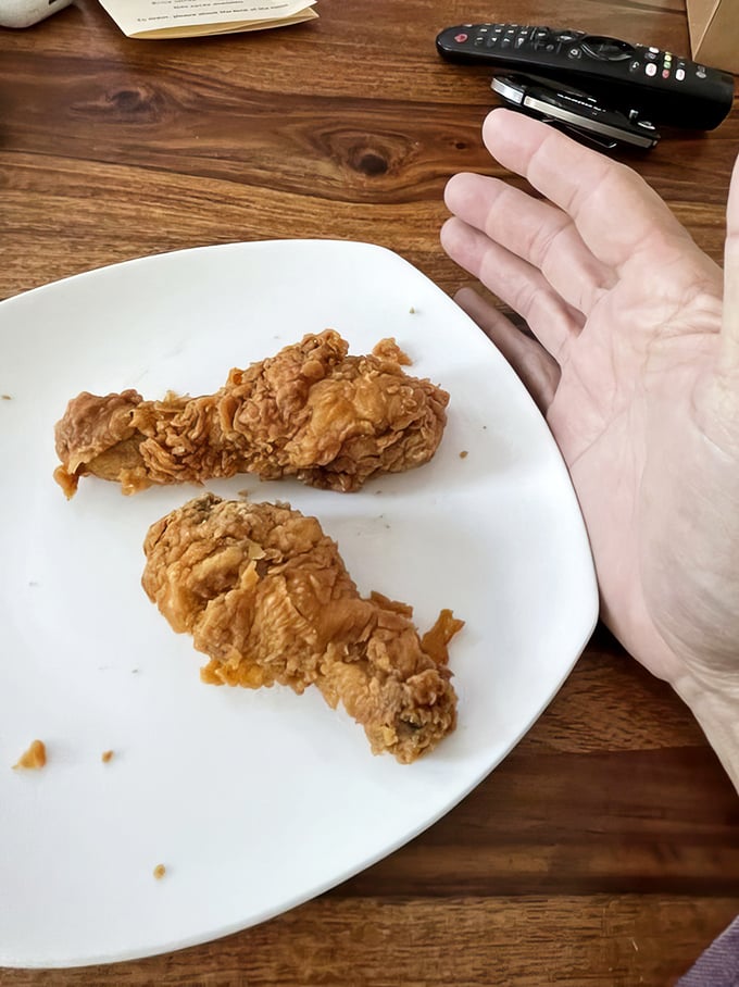 Evidence that portion control is merely a suggestion at Babe's. Two pieces remain – a testament to heroic eating or strategic doggie-bag planning.