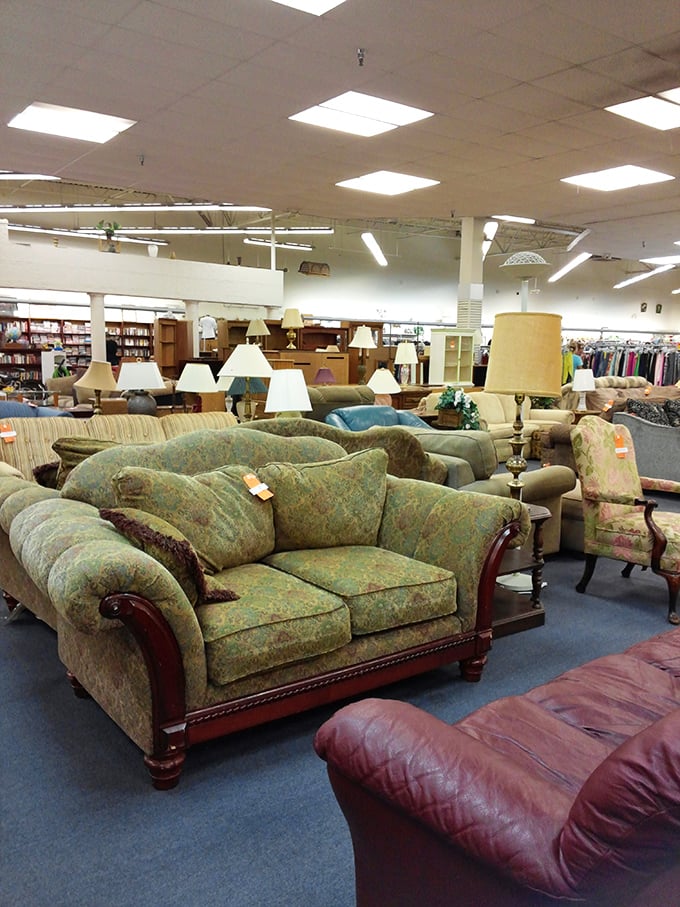 Furniture that tells stories—this floral couch has seen things. Probably hosted countless family gatherings before waiting for its next chapter.