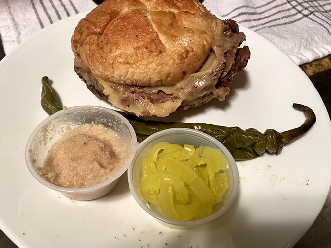 The roast pork with broccoli rabe sandwich—a holy trinity of tender meat, bitter greens, and crusty bread that makes angels sing.