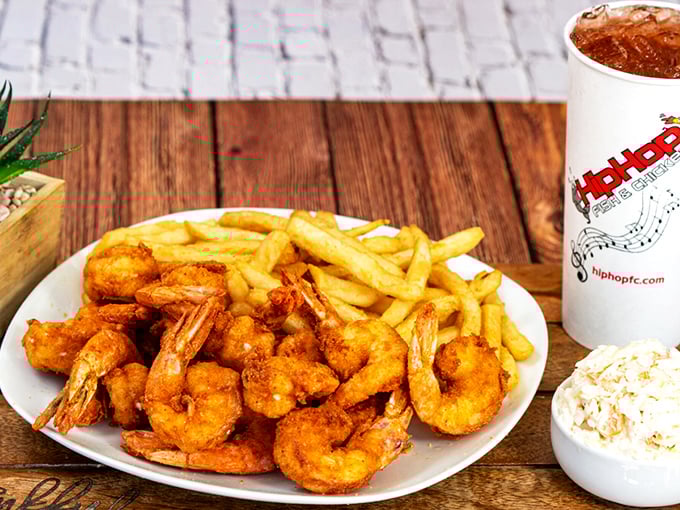 These shrimp haven't just been fried—they've been elevated to art. Crispy, succulent morsels that would make Poseidon himself abandon the ocean.