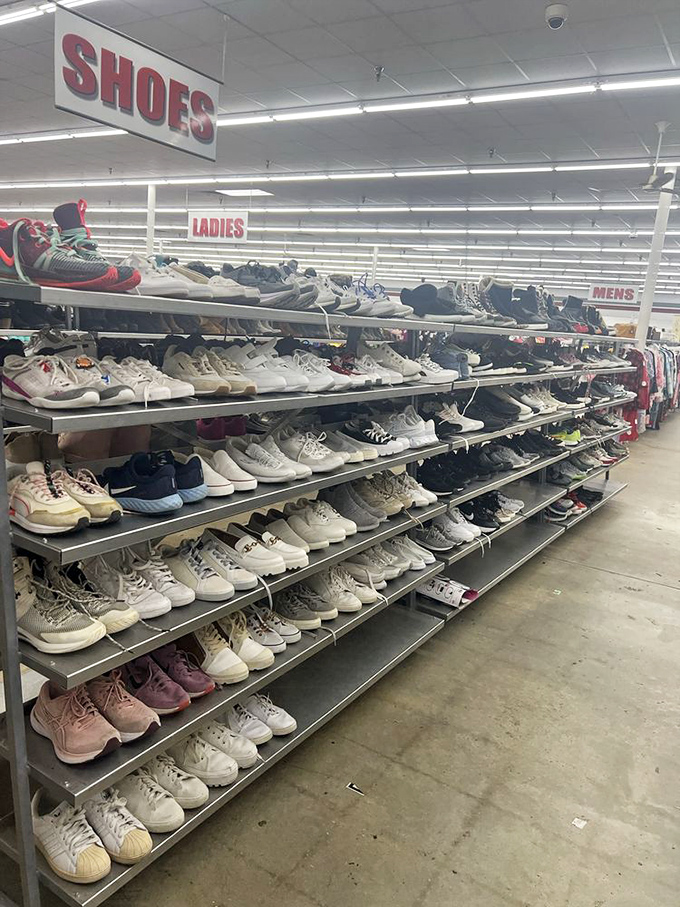 Shoe paradise stretching endlessly – from sneakers to stilettos, all waiting for their perfect sole mate to appear.