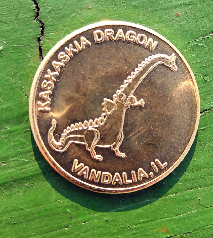A commemorative token featuring the dragon's likeness – the perfect souvenir for proving to disbelieving friends that yes, there really is a fire-breathing dragon in Illinois.