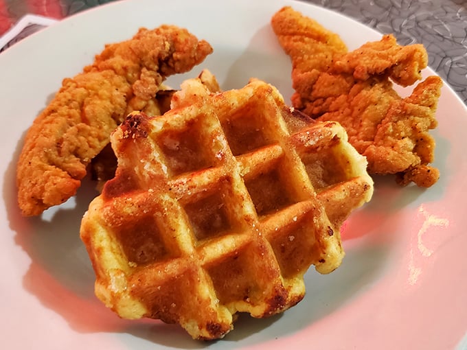 The perfect waffle doesn't exi— Oh wait, here it is, with that golden crisp exterior that makes you forget about your diet resolutions.