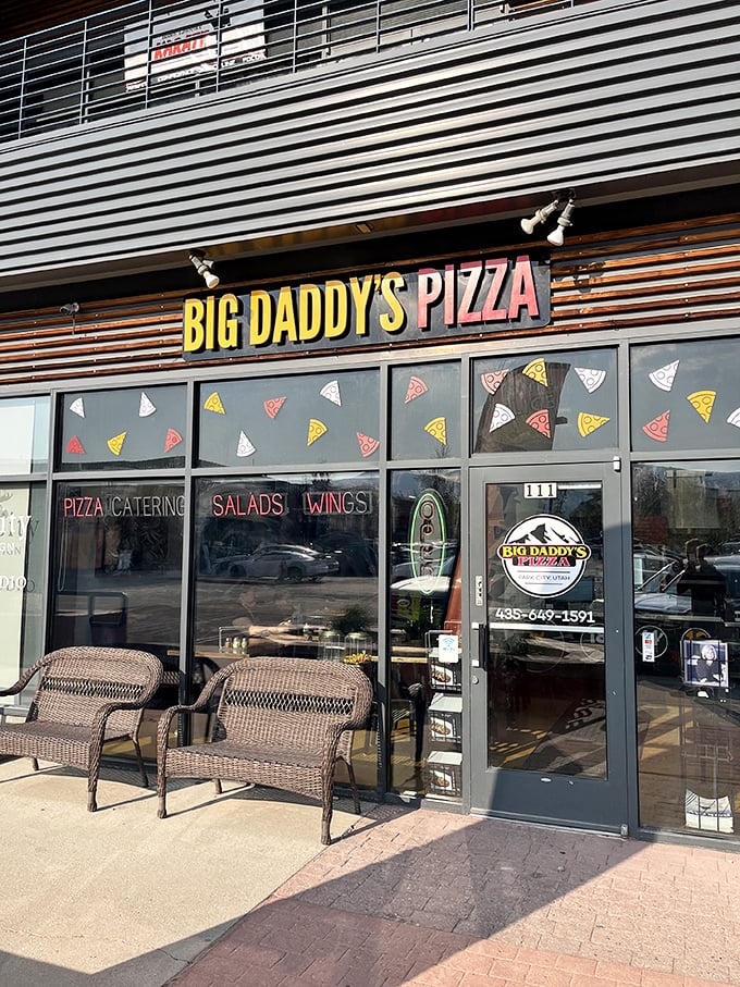 Big Daddy's bright yellow sign promises no-nonsense pizza greatness - like a beacon for the seriously hungry.