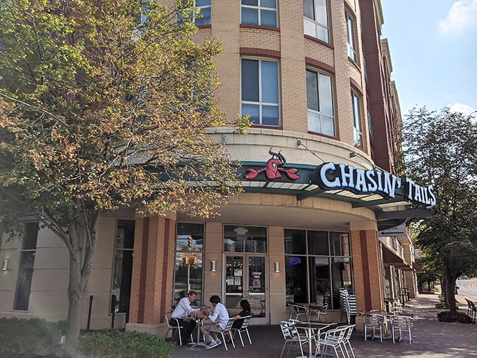 Chasin' Tails' corner spot brings a splash of New Orleans flair to Falls Church – those red umbrellas promise seafood worth celebrating.