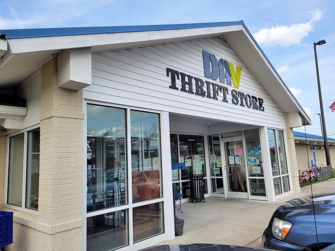DAV Thrift Store's clean white exterior belies the colorful bargains within – supporting veterans while supporting your wallet.