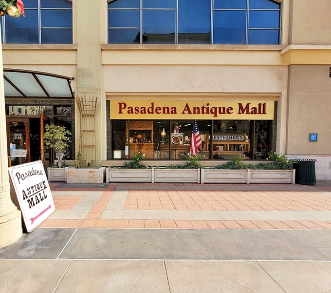 Pasadena Antique Mall's elegant storefront fits perfectly in this upscale neighborhood – Hollywood's secret prop source.