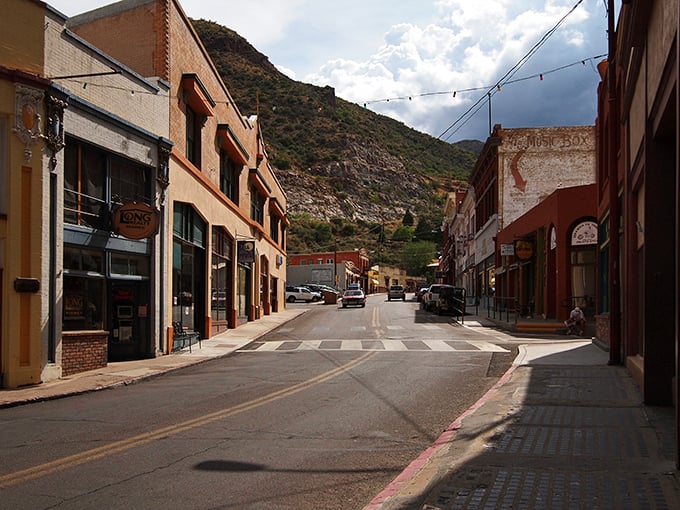 Downtown Bisbee's historic buildings frame a street where mining history meets artistic present – with excellent coffee in between.