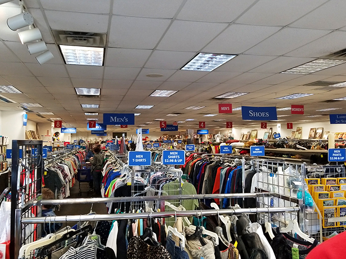 Inside DAV, the organized chaos of thrifting comes to life—each rack a potential gold mine of fashion finds.