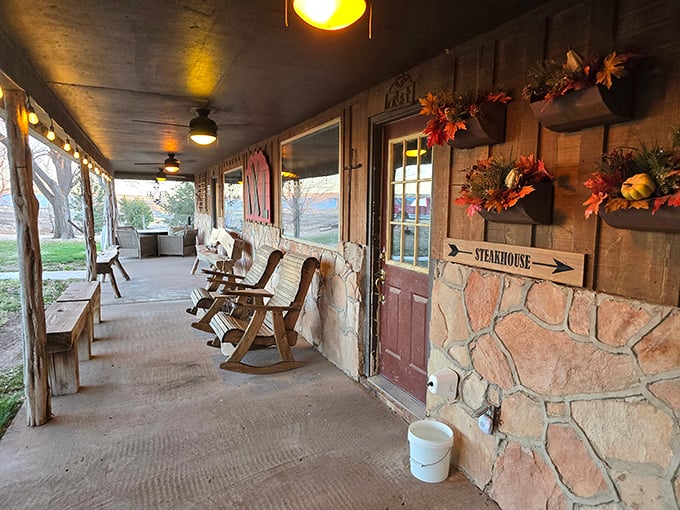 The wooden entrance feels like stepping into your favorite country song – rustic, authentic, and full of heart.