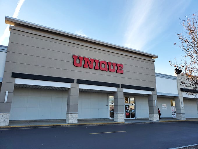 Don't let the plain exterior fool you—inside lurks a wonderland of secondhand treasures. 