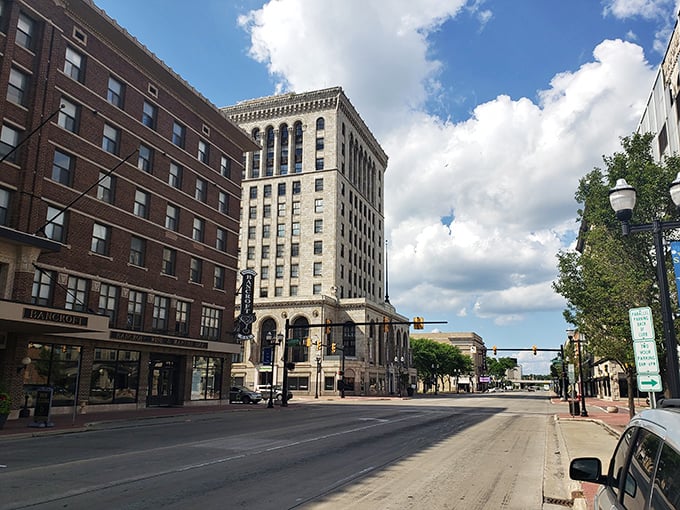 Downtown Saginaw offers wide streets and classic architecture without the big-city price tag – breathing room for your budget!