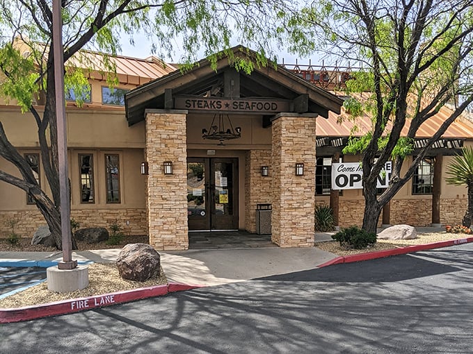"Steaks • Seafood" – The Cattle Baron keeps it simple outside. Inside is where the magic happens, one sizzling plate at a time.