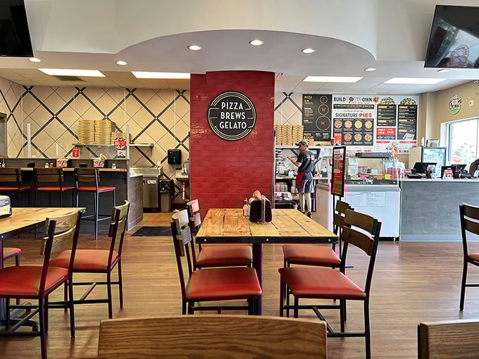 Modern, bright, and ready to make your pizza dreams come true – Your Pie's interior shows they take custom creations seriously.