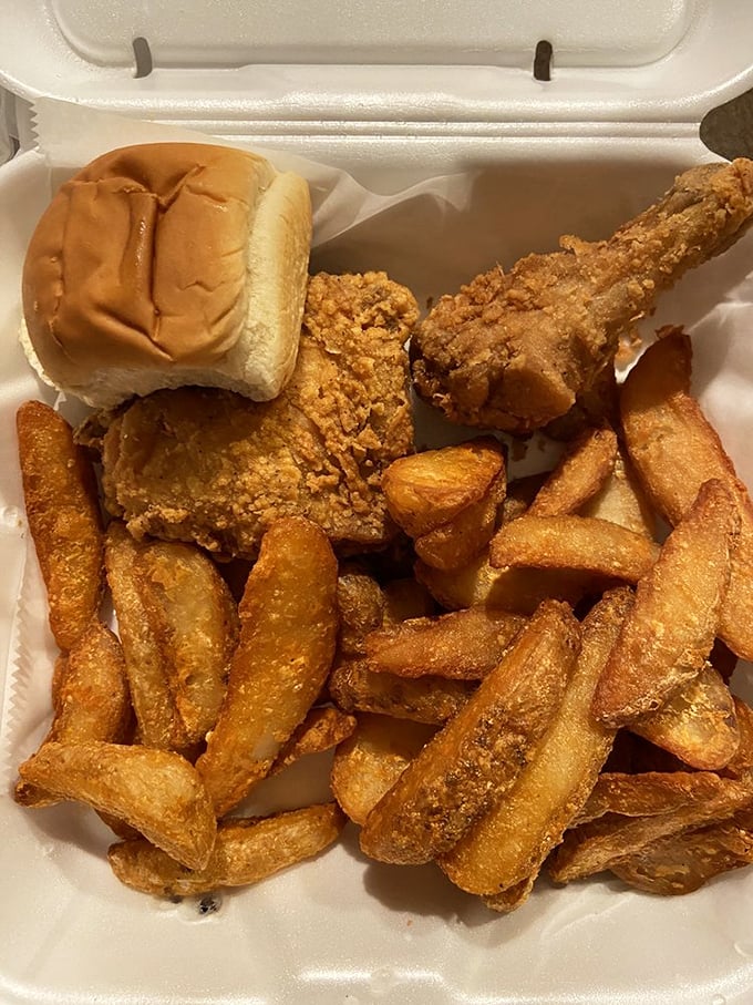 7. 2 piece dark with roll and fries