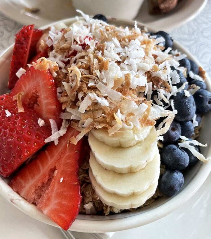 Breakfast of champions or dessert in disguise? This açaí bowl with fresh fruit and coconut shavings makes healthy eating feel downright indulgent.