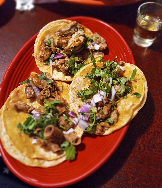 Authentic street tacos speak the universal language of simplicity. Corn tortillas, perfectly seasoned meat, cilantro, and onion—no translator needed.