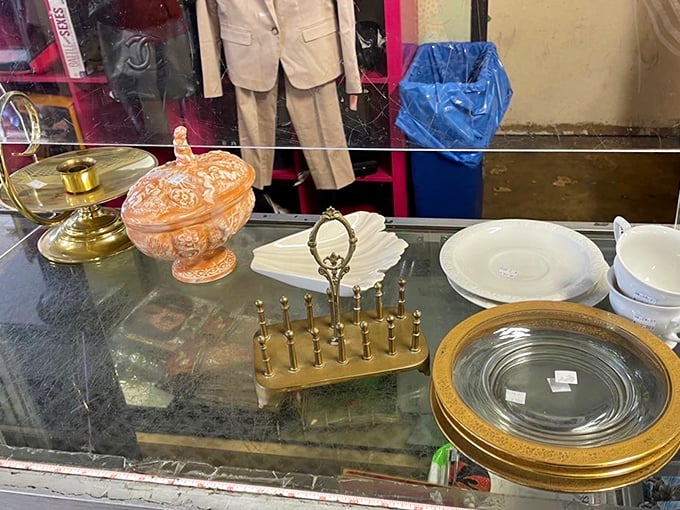 Vintage treasures under glass – from decorative brass to delicate china – objects with stories just waiting for their next chapter.