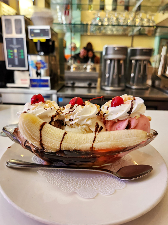 The banana split at Lori's isn't dessert—it's performance art with ice cream as the headliner and whipped cream playing all the supporting roles.