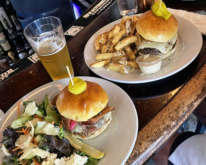A burger that demands to be photographed before eaten—the perfect bun-to-meat ratio paired with hand-cut fries that could steal the show on their own.