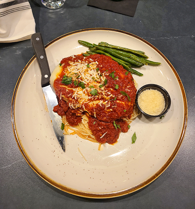 Chicken Parmesan that doesn't know it's in Pennsylvania—this Italian-American classic brings Mediterranean sunshine to the Poconos.