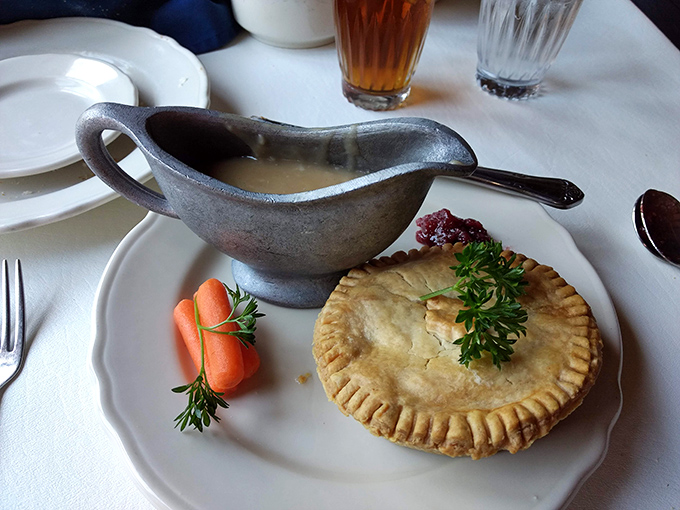 Not all heroes wear capes – some wear golden, flaky crusts. This chicken pot pie delivers comfort in every steam-releasing bite, with gravy that should be bottled and sold.