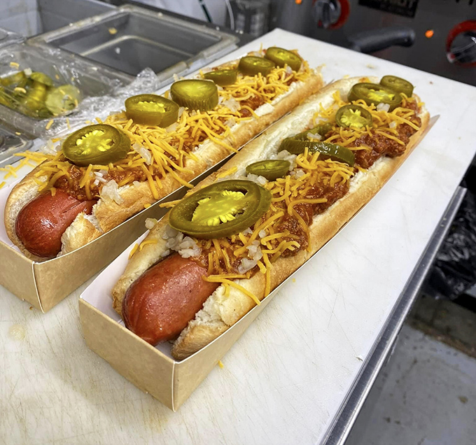 These chili dogs with jalapeños aren't messing around. The spicy kick elevates the humble hot dog to something worth driving for.
