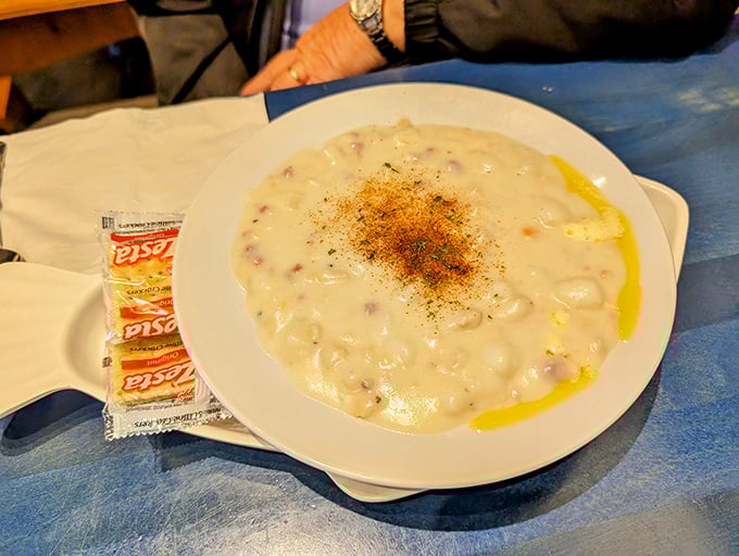 This isn't just chowder—it's a creamy ocean hug in a bowl. Thick, rich, and studded with clams that taste like they just checked out of the sea.